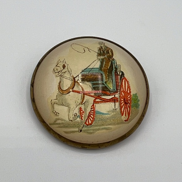 Jewelry | Antique Horse Brooch Pin Glass Brass Bridle Rosette C 188 ...